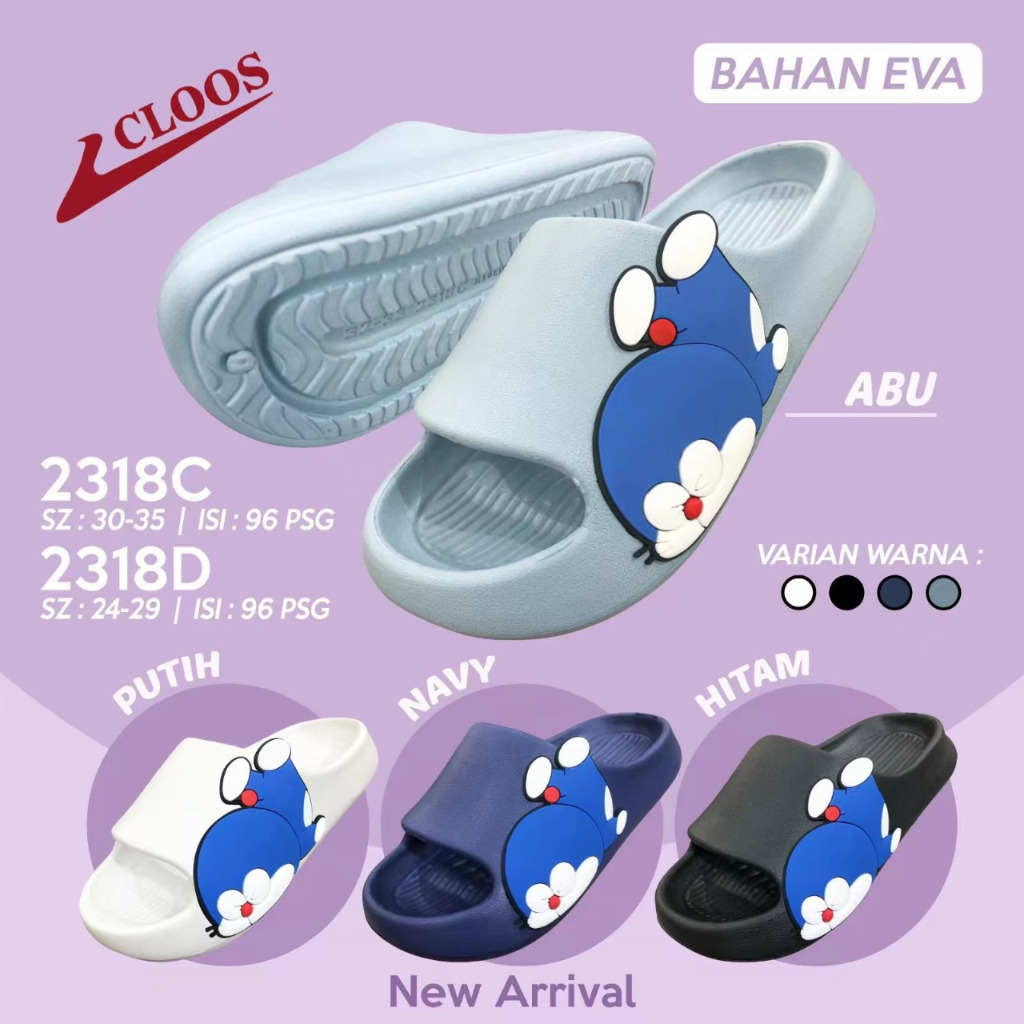 Jual Sandal slop anak anak motif DORAEMON empuk tebal 24-35 | Shopee ...