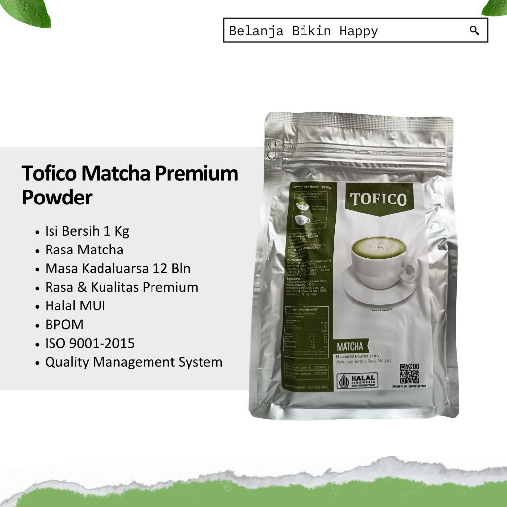 Jual Bubuk Matcha 1kg / Bubuk Minuman Teh Hijau / Tofico Matcha Powder ...