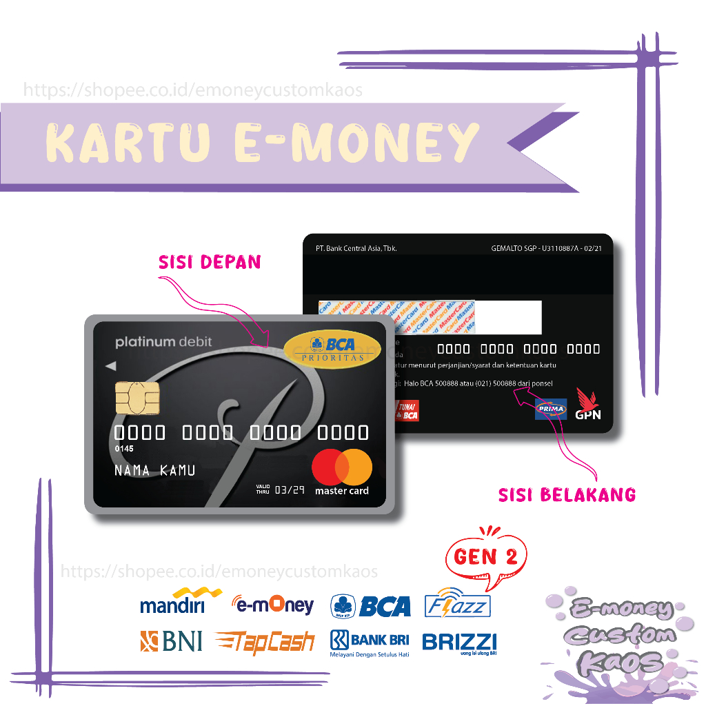 Jual KARTU EMONEY CREDIT DEBIT CARD PRIORITAS MANDIRI FLAZZ BCA GEN 2 ...