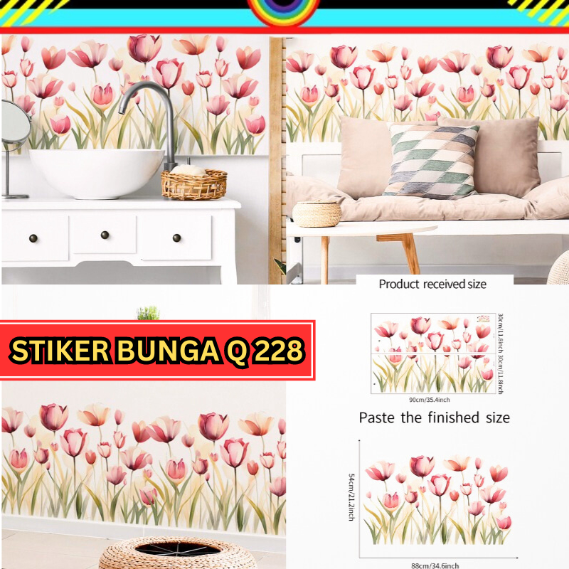 Jual Wallsticker Wall Stiker Sticker Dinding Tembok Motif Pagar List Lis Border Bunga Pink Q 228 ...