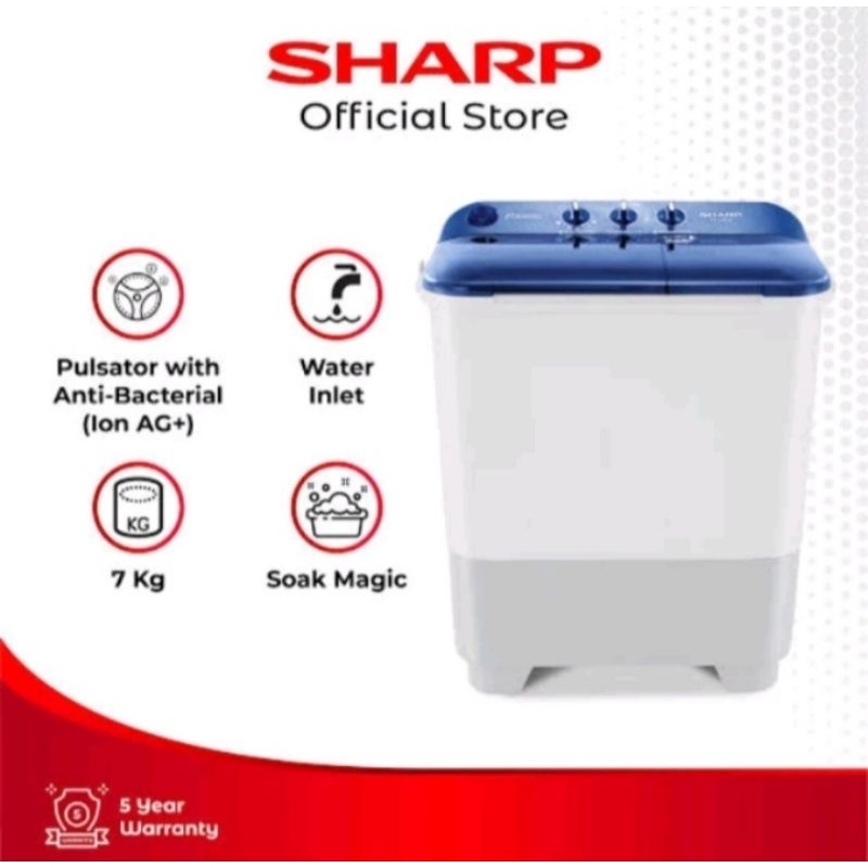 Jual Mesin Cuci Sharp 2 Tabung Puremagic² EST-75NT 7KG | Shopee Indonesia