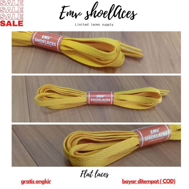 Jual TALI SEPATU GEPENG WARNA KUNING MUSTARD PANJANG 120CM | Shopee ...