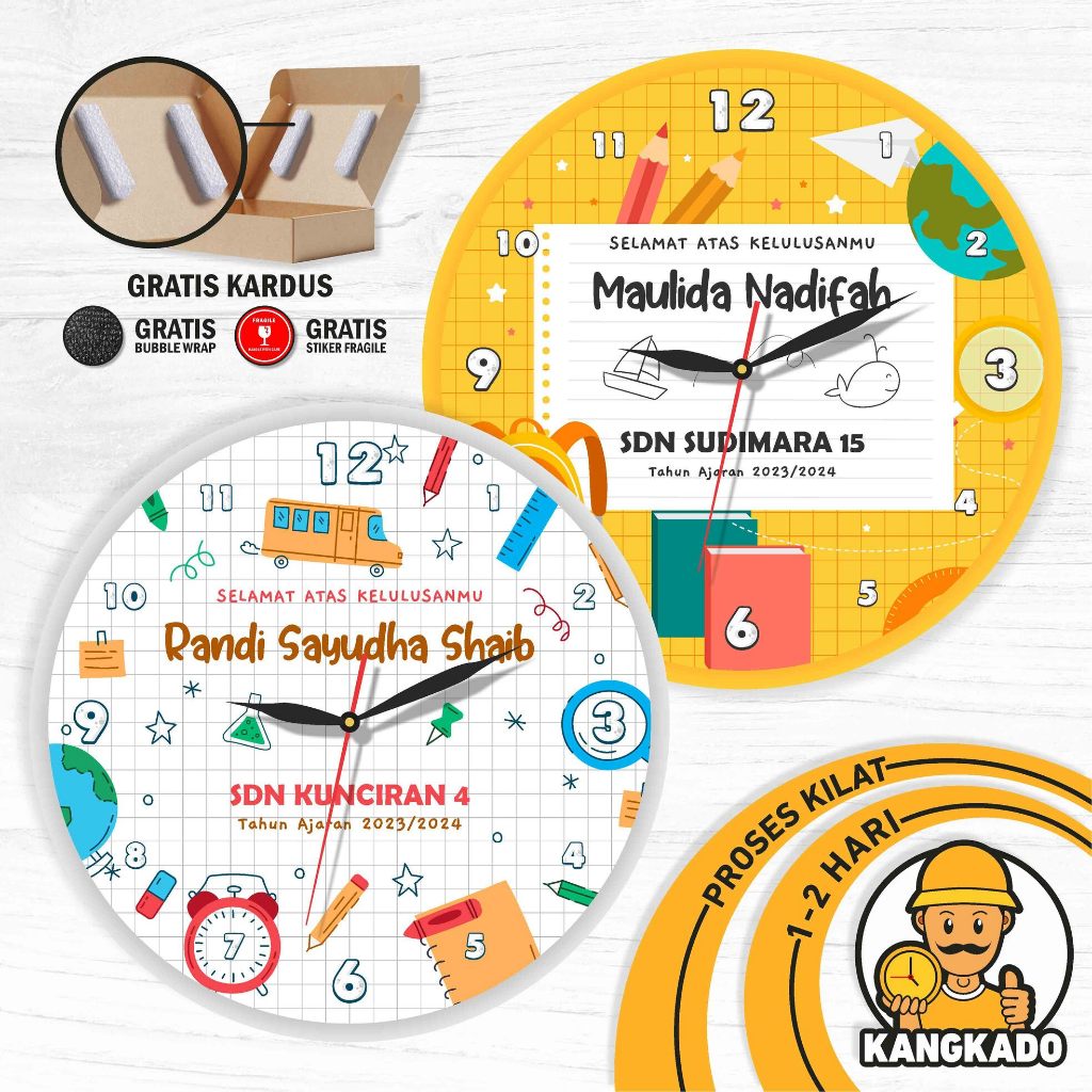 Jual JAM DINDING SOUVENIR KENAIKAN KELAS KADO WISUDA MEJA DUDUK CUSTOM ...