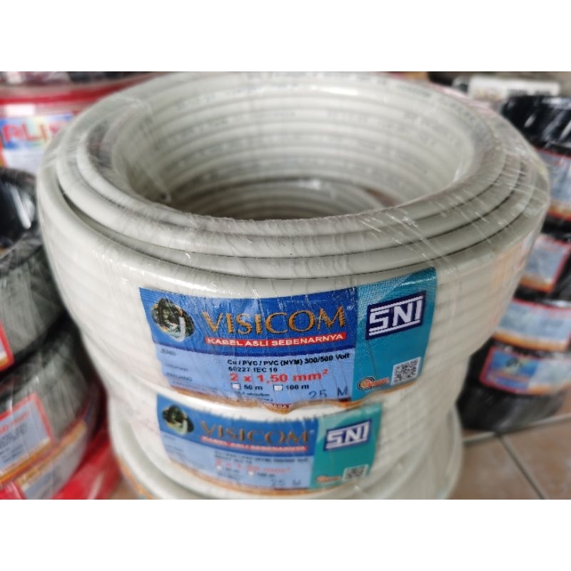 Jual Kabel nym 2x1.5mm kabel visicom sni lmk panjang 25 meter | Shopee ...