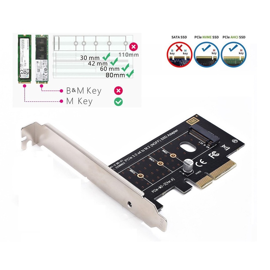 Jual PCI EXPRESS X4 M.2 NVME SSD NGFF KEY M2 PCIE 3.0 ADAPTER | Shopee ...