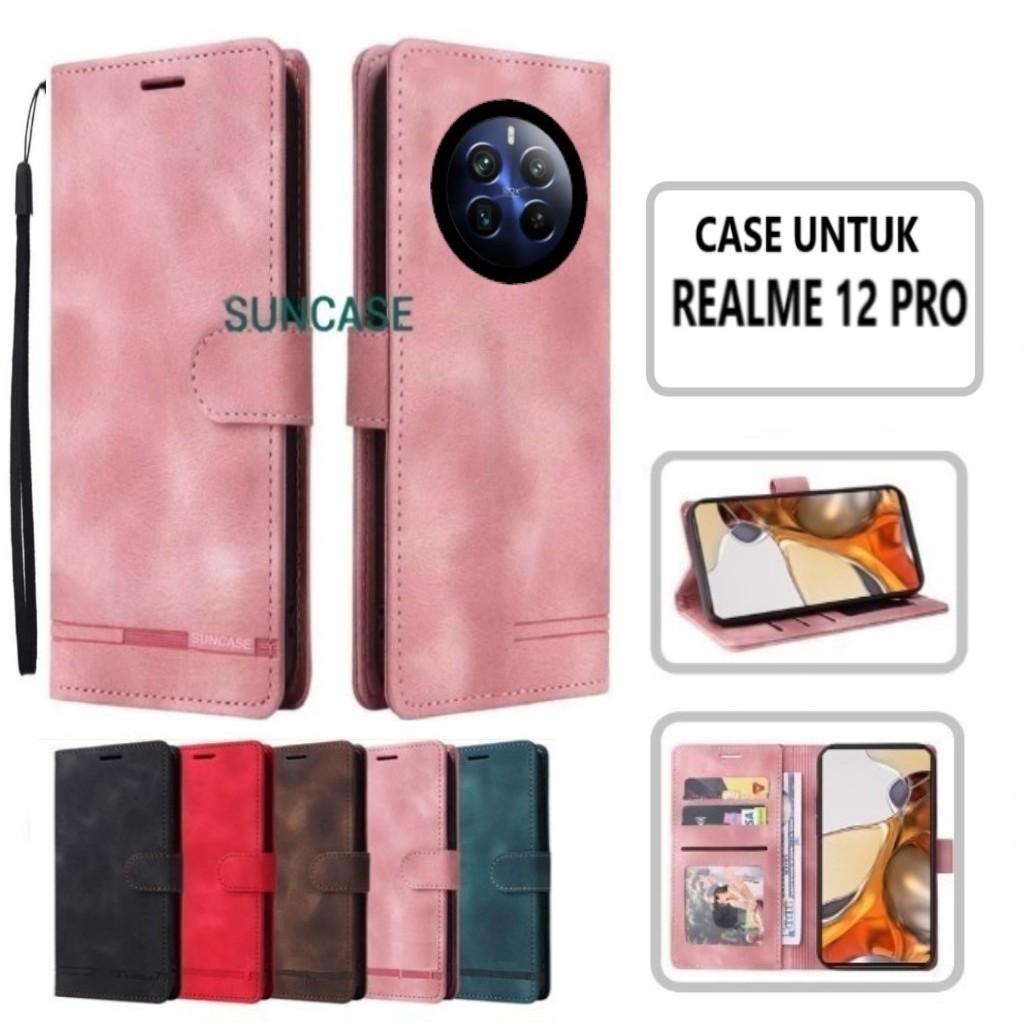 Jual REALME 12 PRO CASE HP CASE KULIT MODEL FLIP BUKA TUTUP ADA TEMPAT ...