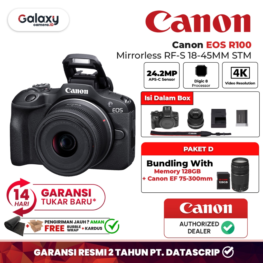 Jual Canon EOS R100 Kit 18-45mm IS STM Canon R 100 1845mm Garansi Resmi ...