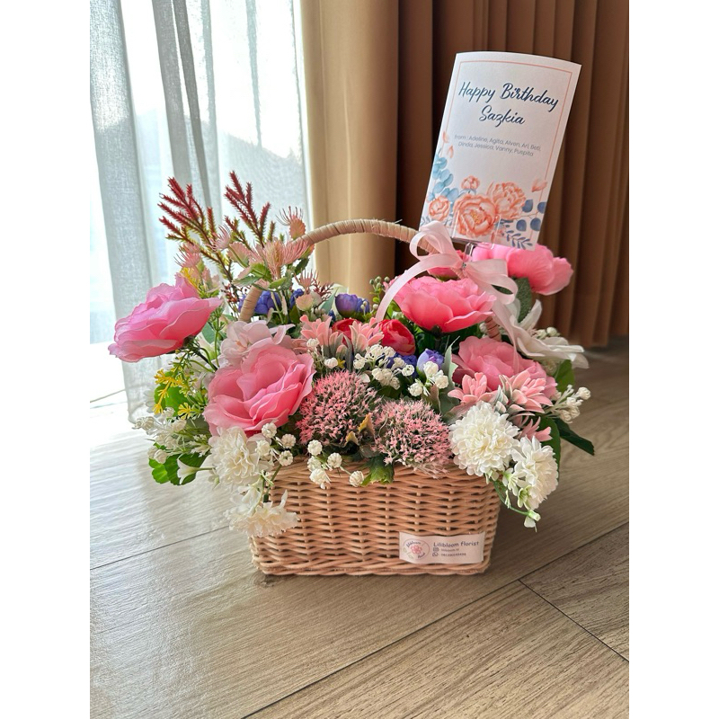 Jual flower basket artificial - keranjang rotan bunga palsu semarang ...