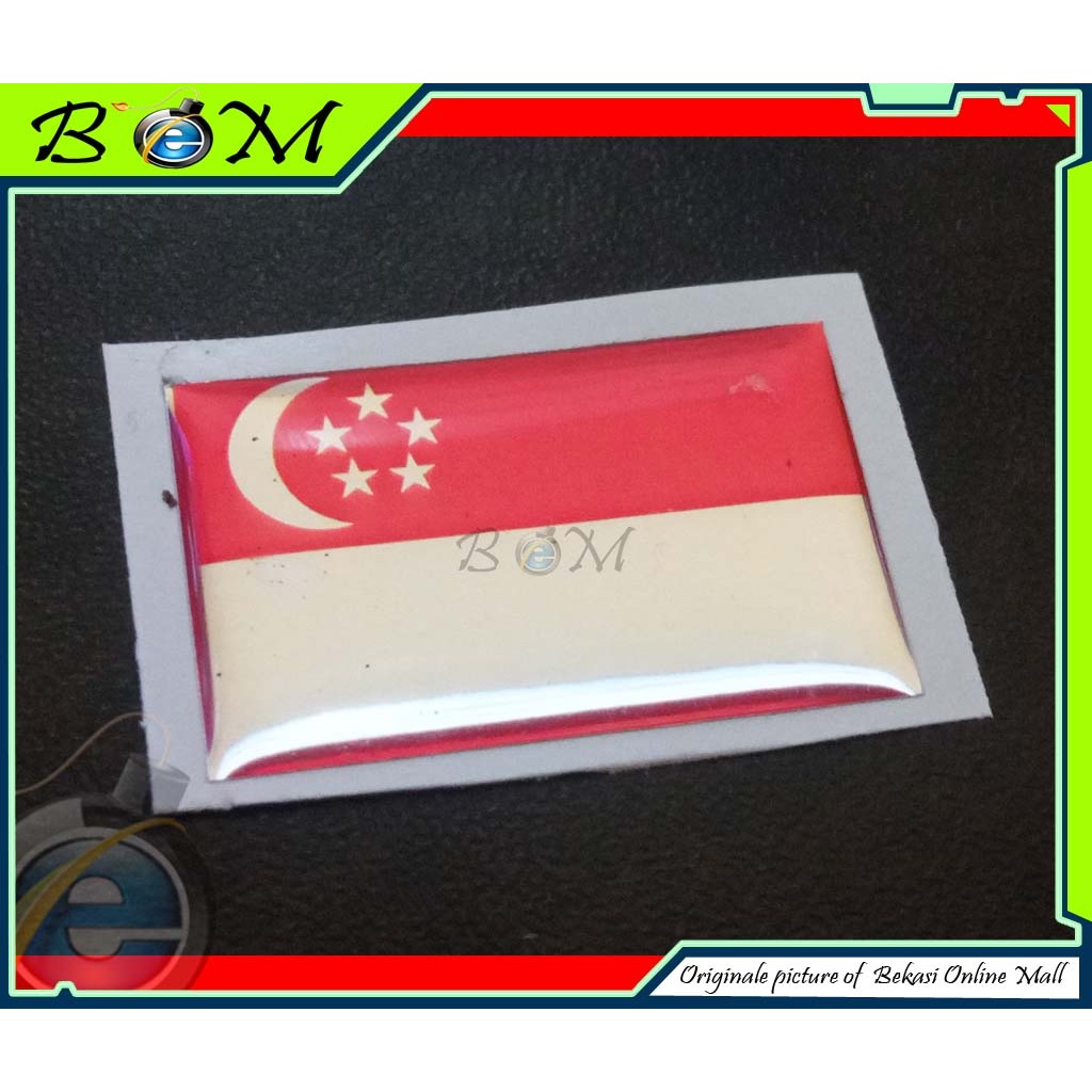 Jual Sticker stiker Timbul bendera singapore singapur singapura 3x2 cm ...