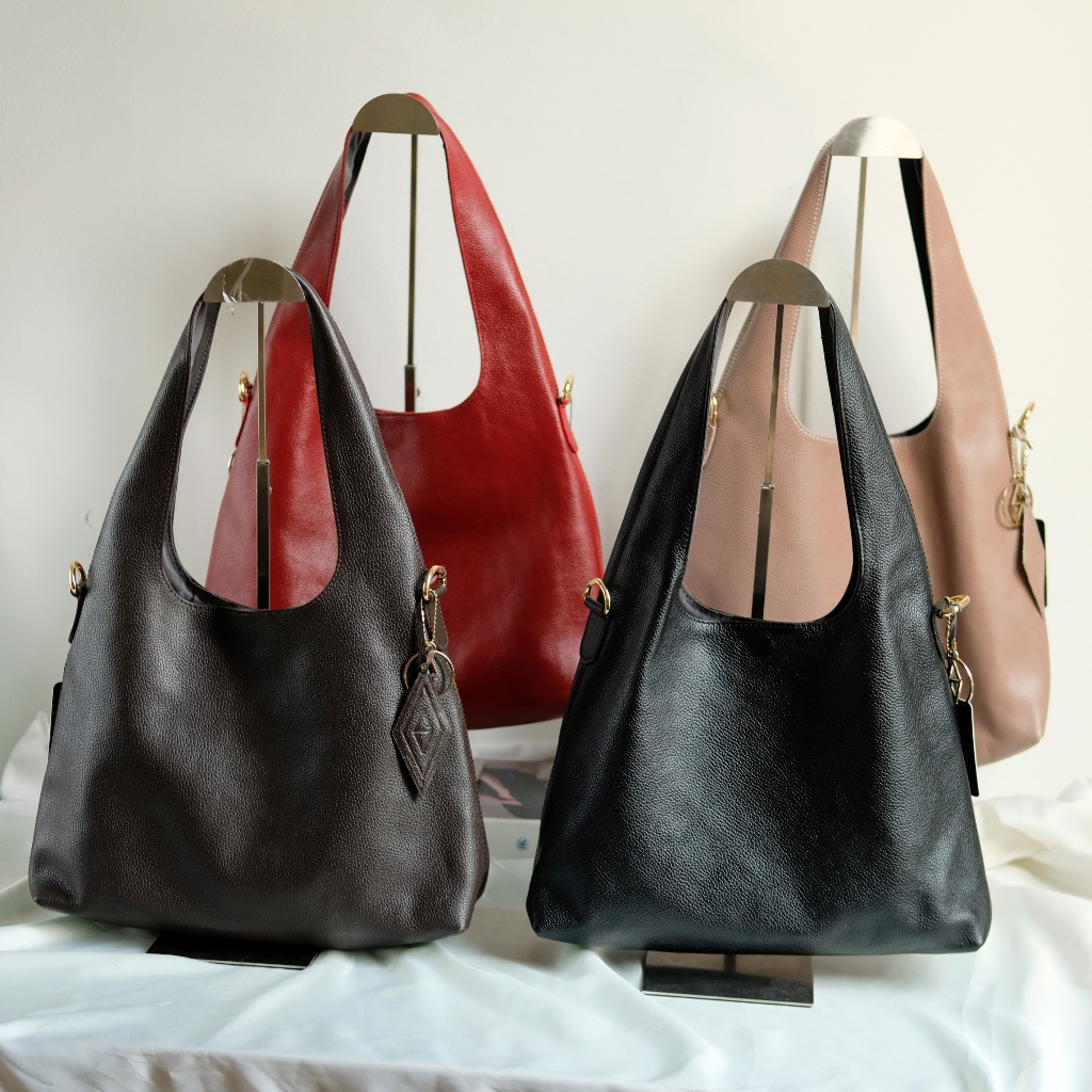 Jual Tas Kulit Asli Wanita Tote Bag Leather Casual Moon Shoulder Sendy ...