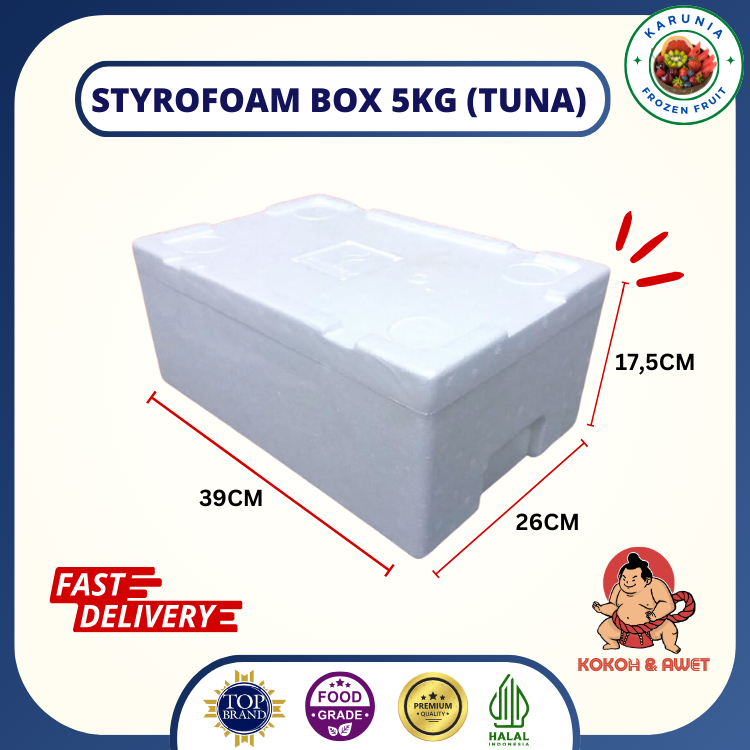 Jual Styrofoam Box 5KG UK 39x26 x17,5CM / Sterefoam Box Tuna Garis ...