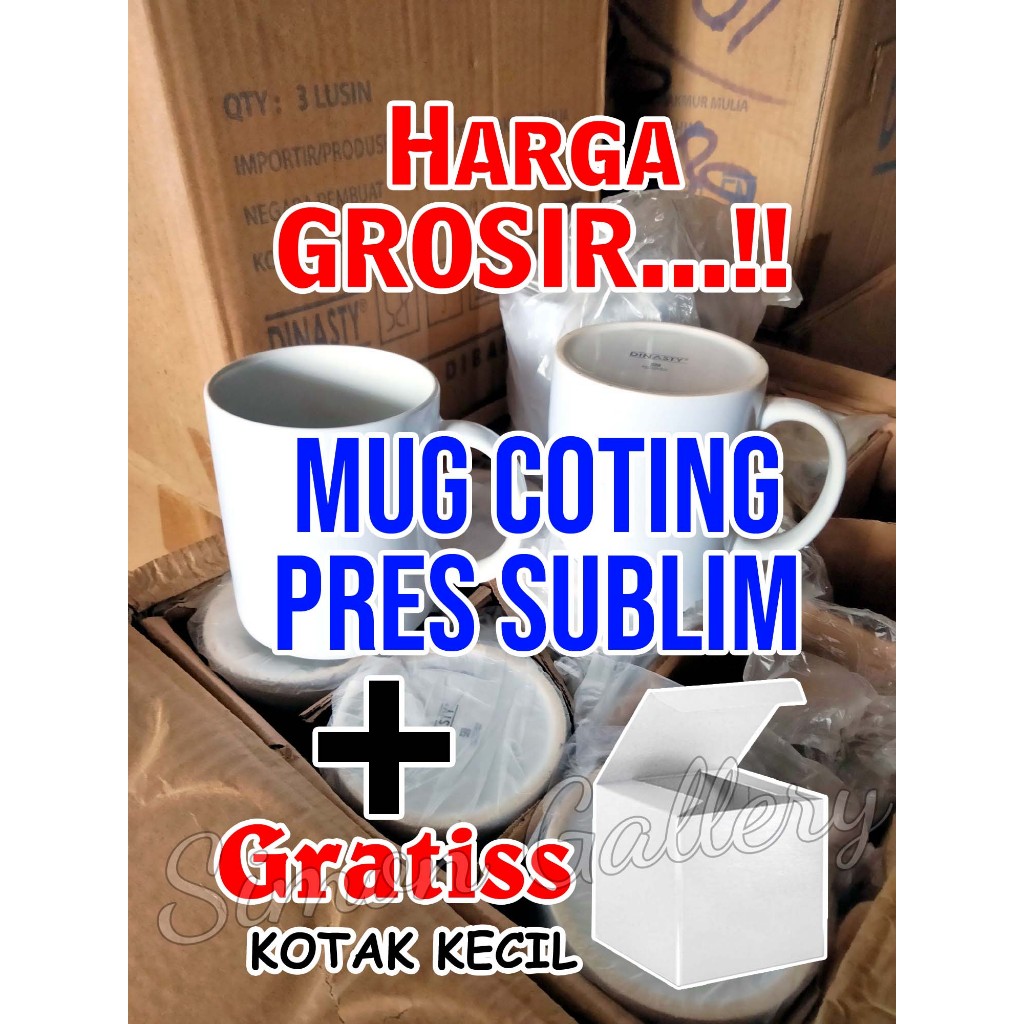 Jual Mug Polos/ Putih Coating 11 oz Import Harga Satuan + Kotak Kecil ...