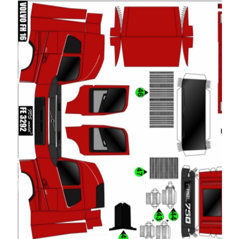 Jual Lembaran pola papercraft truk Volvo FH16 skala 1:43 (OP-Aa20 ...