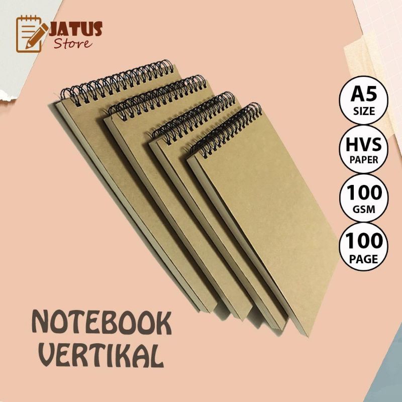 Jual NOTEBOOK A5/A6 NOTEBOOK VERTIKAL/BUKU CATATAN SPIRAL ATAS /KERTAS ...