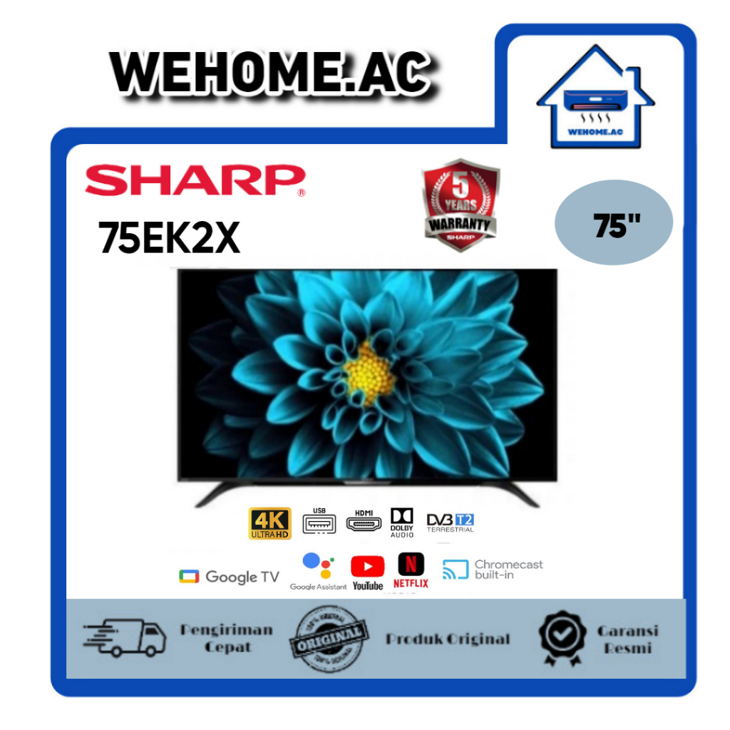 Jual TV LED Sharp 75EK2X LED Sharp 75 Inch Android TV UHD 4K Sharp | Shopee Indonesia
