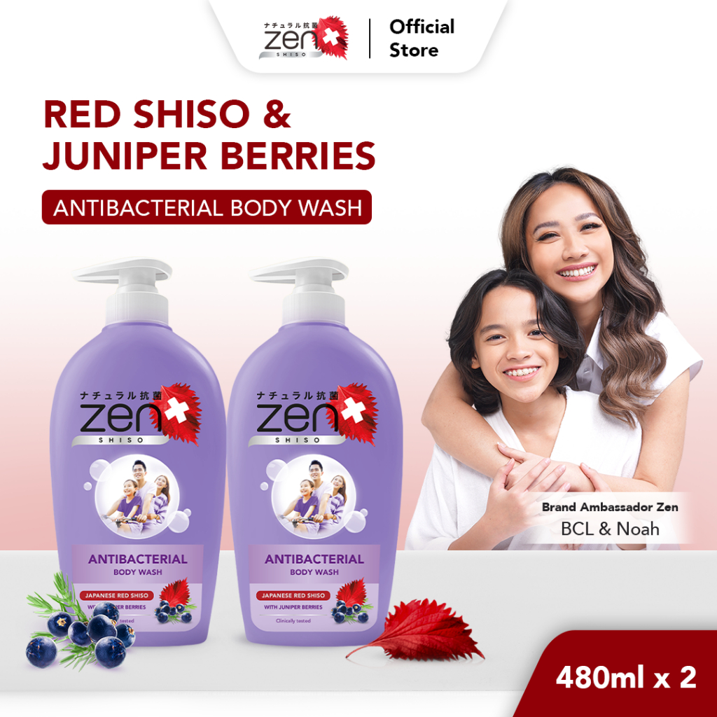 Jual Zen Antibacterial Body Wash Shiso & Juniper Berries Pump 480ml isi ...