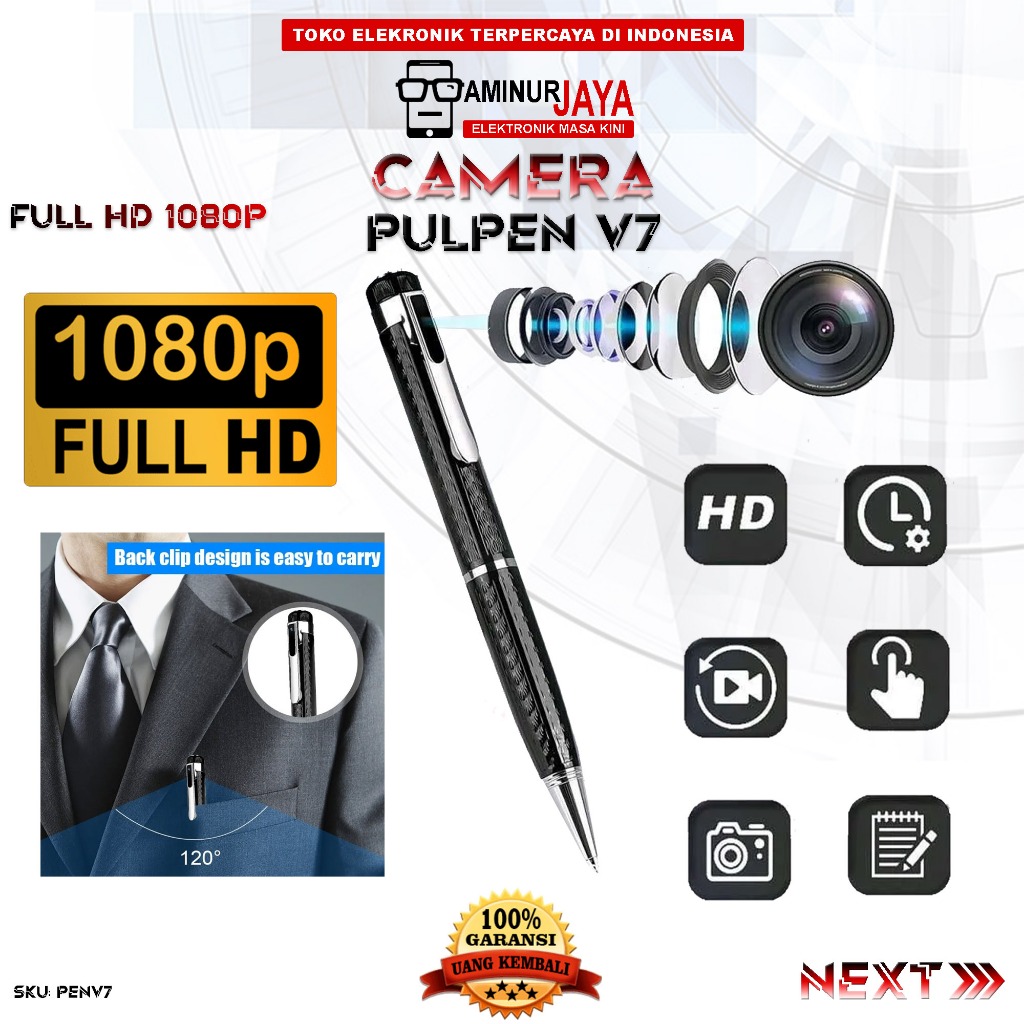 Jual Kamera Mini Digital Spy Camera Pen Pena Saku Pocket Back Clip ...