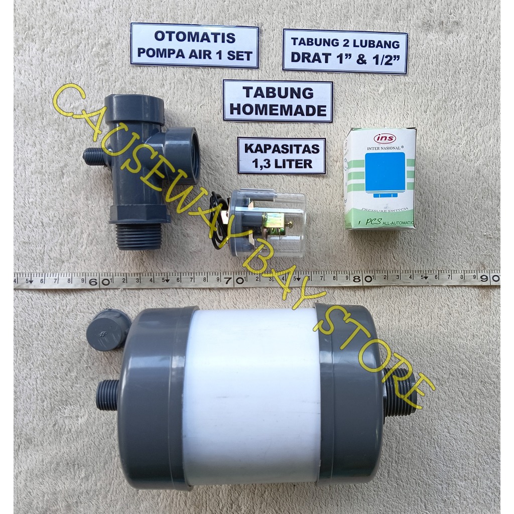 Jual OTOMATIS POMPA AIR 1 SET TABUNG HOME MADE TABUNG 2 LUBANG 1,3 ...