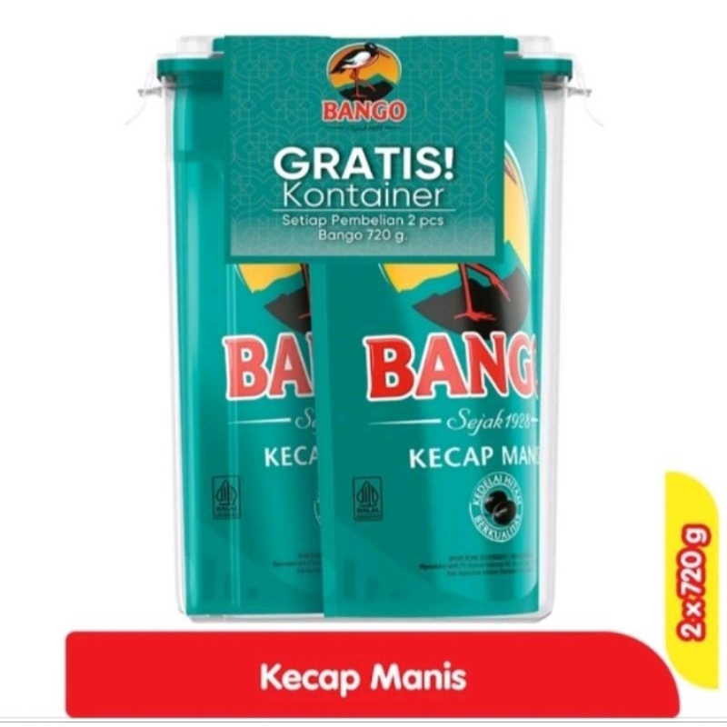 Jual KECAP MANIS BANGO KEMASAN BARU 720GRAM ISI 2 FREE CONTAINER/TOPLES ...