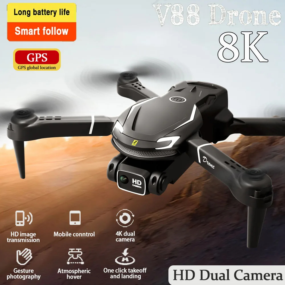 Jual 【COD】 Drona V88 4k HD Dual Camera Memposisikan Lipat Shoot Original Indoor Outdoor Drone ...