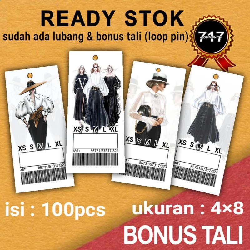 Jual Hang tag baju label hangtag label merk 4x8 100pcs bonus tali ...