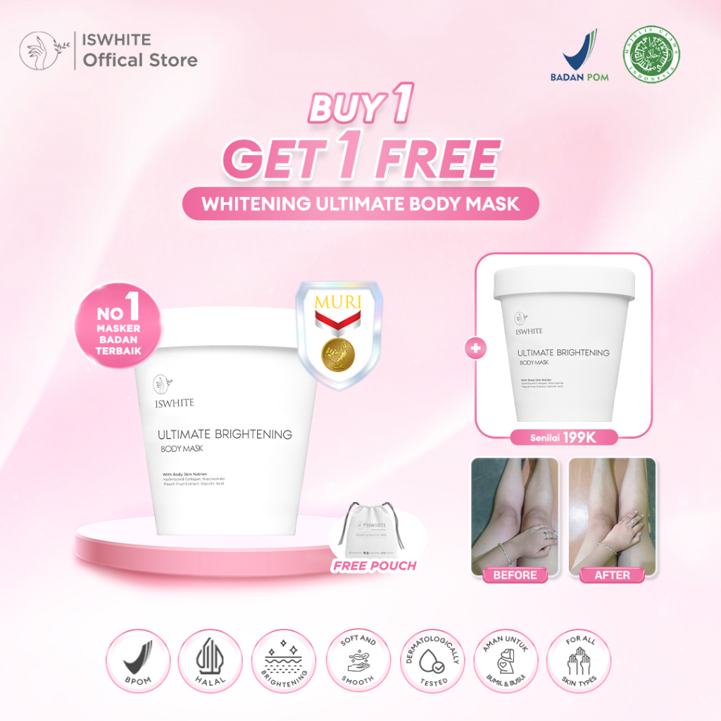 Jual [BUY 1 GET 1] ISWHITE Ultimate Body Mask | Masker Badan Pemutih ...