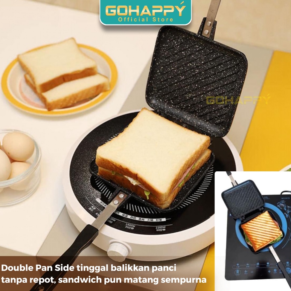 Jual Tren Kekinian GOHAPPY ALAT PEMBUAT Roti Sandwich Panini Maker Anti ...
