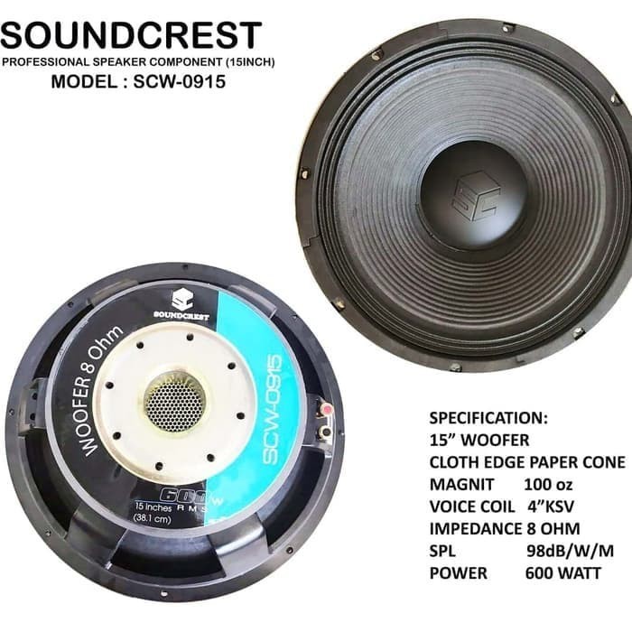 Jual Speaker Woofer - Soundcrest SCW 0915 SCW0915 - 600 watt | Shopee ...