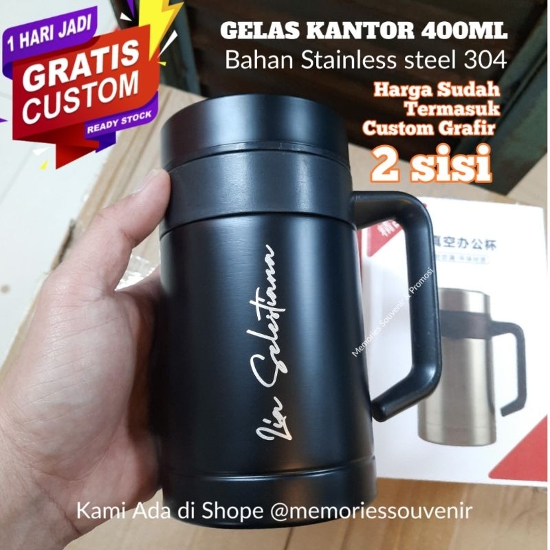 Jual Gelas Kantor Gelas Promosi Gratis Custom Grafir 2 sisi / gelas 400 ...