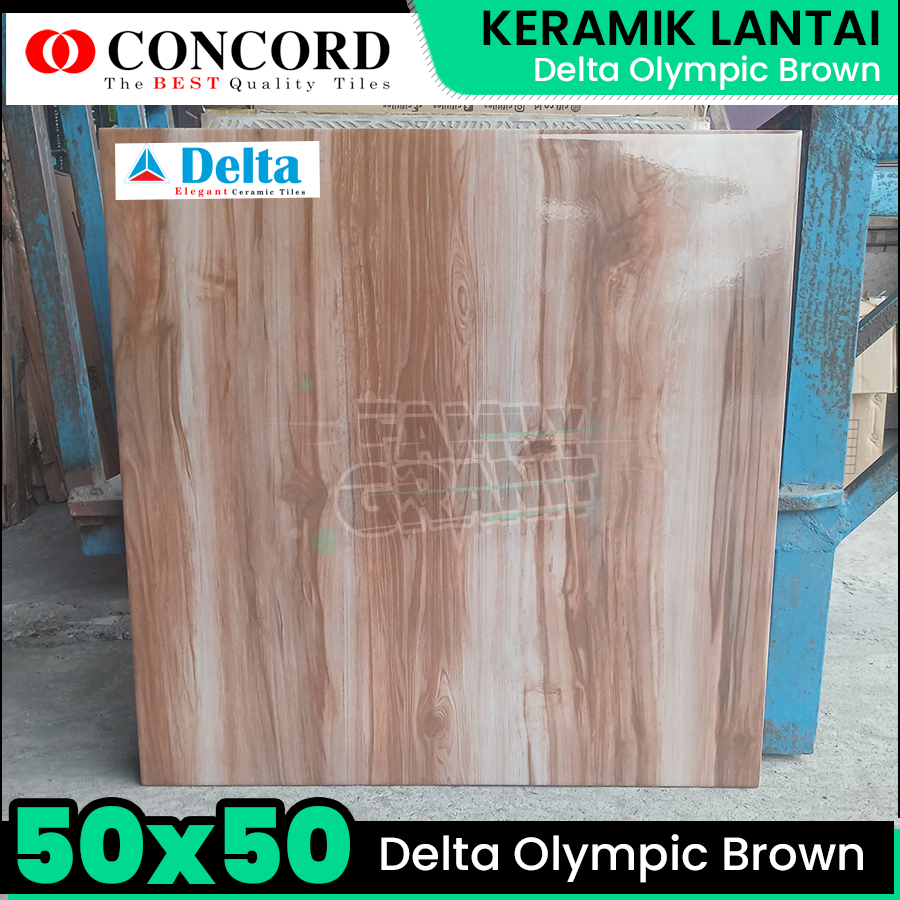 Jual Keramik Lantai 50x50 Motif Serat Kayu Concord Olympic Brown Glossy KW1 | Shopee Indonesia