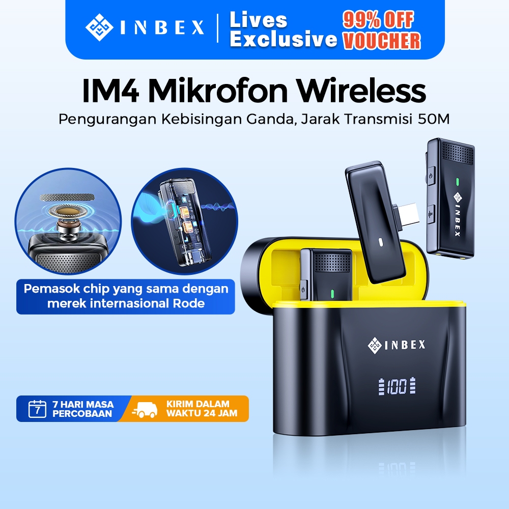 Jual [LIVE]INBEX IM4 Mic Clip on Dual Lavalier Mikrofon Bluetooth ...