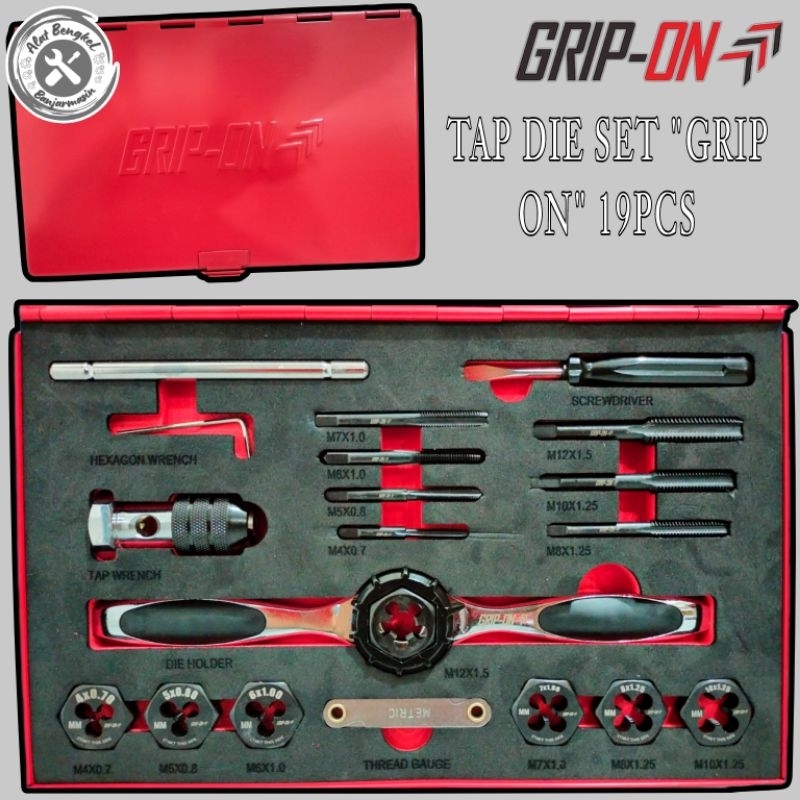 Jual TAP DIE SET "GRIP ON" 19PCS || ALAT MEMBUAT ULIR ATAU DRAT BAUT ...