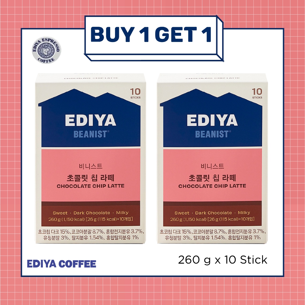 Jual EDIYA BEANIST Chocolate Chip Latte 1Box 10T - Kopi Kemasan Sachet ...