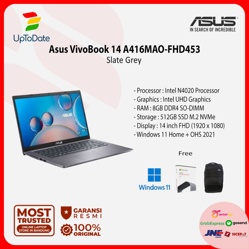 Jual Asus Vivobook 14 A416MAO-FHD453 CELERON N4020 8GB 512GB 14" W11 ...
