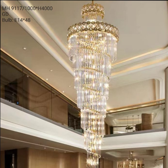 Jual Apollo Lighting Lampu Hias Gantung Aula Lampu Full Kristal Tangga ...