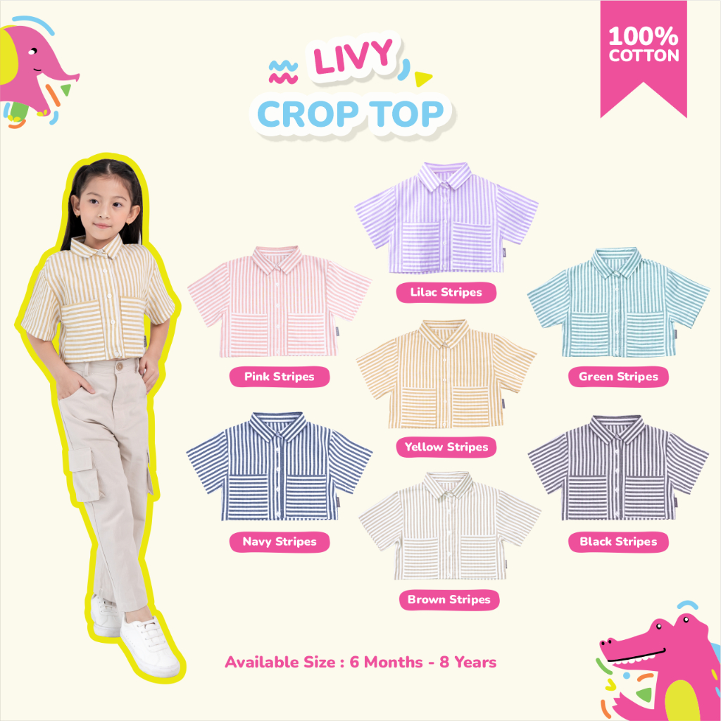 Jual Little Me - Kemeja Anak Perempuan Livy Crop Top usia 6 Bulan-8 ...