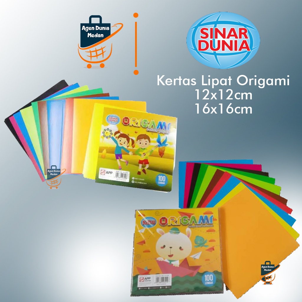 Jual Kertas Lipat Berwarna / Origami SINAR DUNIA 12x12 16x16 isi 100 ...