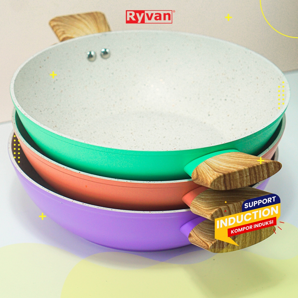 Jual Ryvan - Aluminum Marble Wok Pan 28cm Induction Non Stick Induksi ...