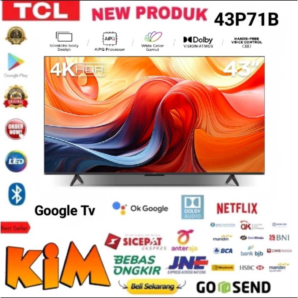 Jual TCL 43P71B Google Smart LED TV 43 Inch UHD 4K - HDR 10 -Dolby ...