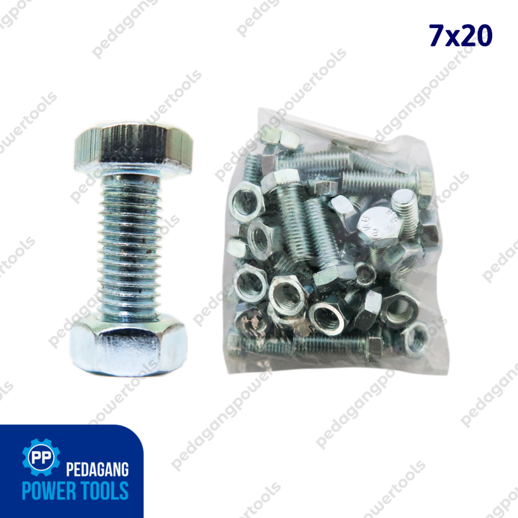 Jual JP Baut Mur M7 x 20 mm Isi 25 pcs Putih Kunci 11 Hexagon Skrup BM 7x20 | Shopee Indonesia