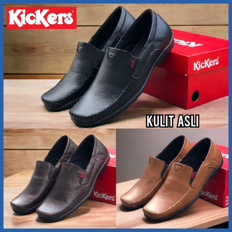 Jual SEPATU PANTOFEL SLIP ON PRIA KULIT ASLI / SEPATU FORMAL KICKERS ...