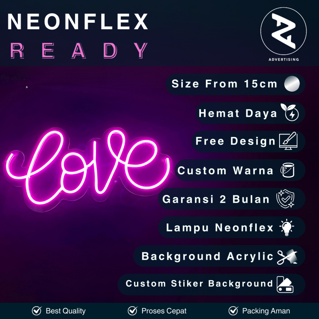 Jual NEON FLEX SIGN TULISAN LOVE TANPA PRE ORDER / PRODUK READY ...