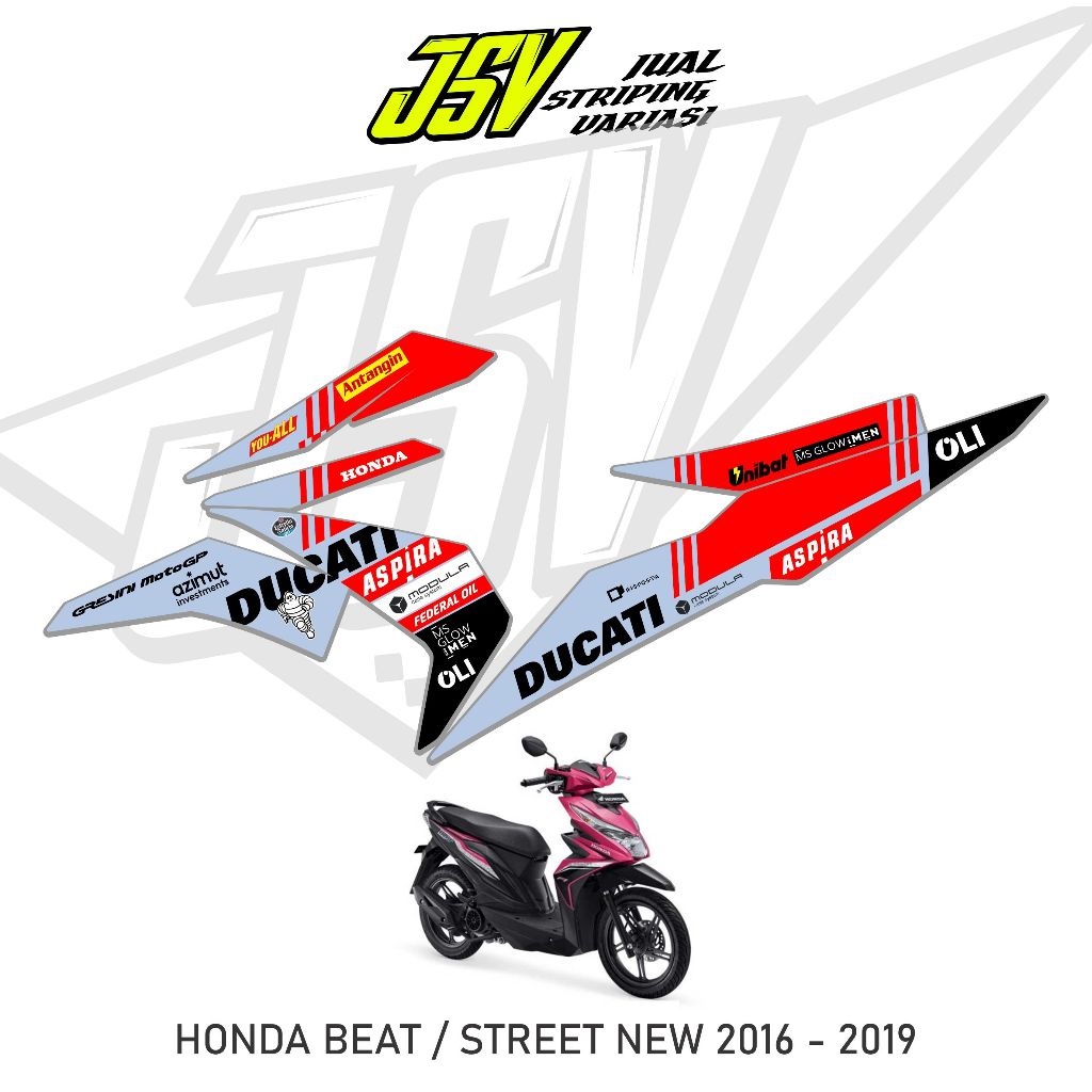 Jual Stiker Motor Honda Beat GRESSINI Livery Decal BeAt Team DUCATI ...