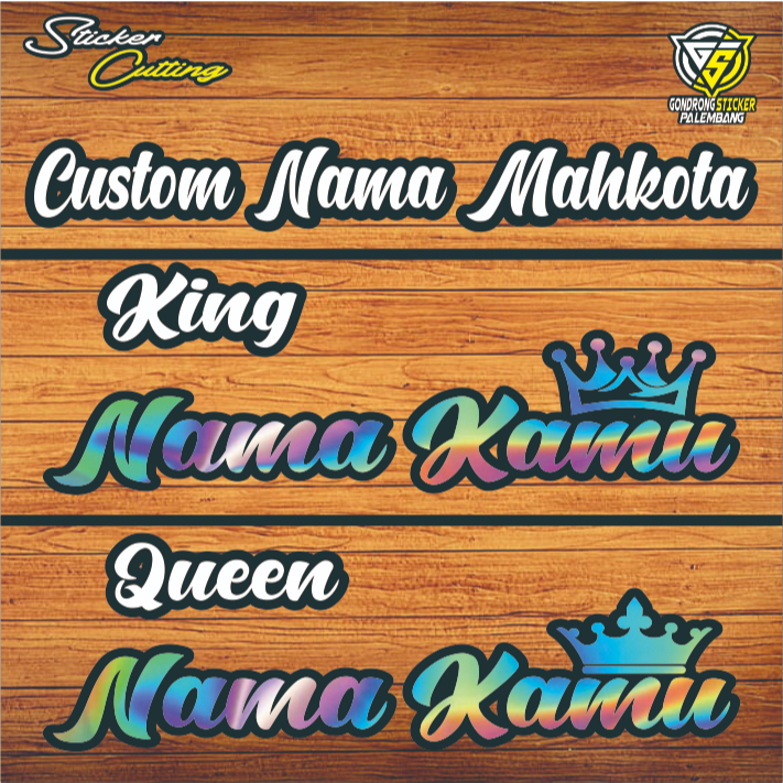 Jual Sticker Cutting Custom Nama Mahkota King & Queen | Tulisan Custom ...