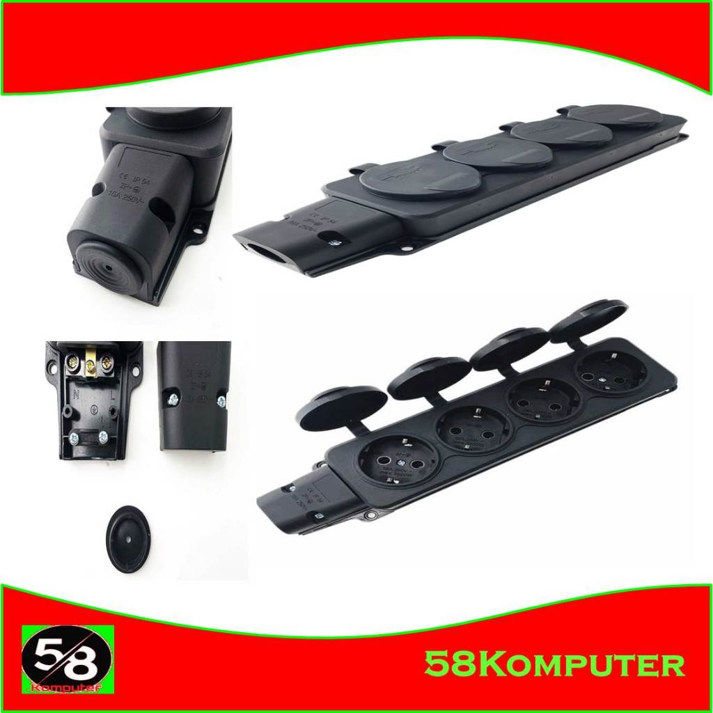 Jual Colokan Listrik 4 Lubang Stop Kontak Outdoor Waterproof Anti Air ...
