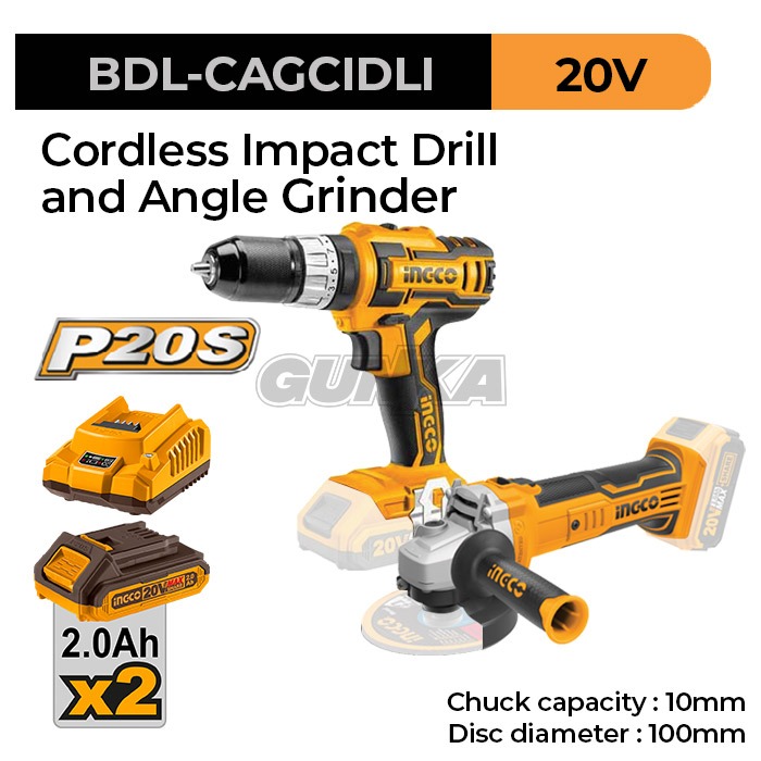Jual [Bundle] P20S Cordless Impact Drill CIDLI2002 + Angle Grinder ...