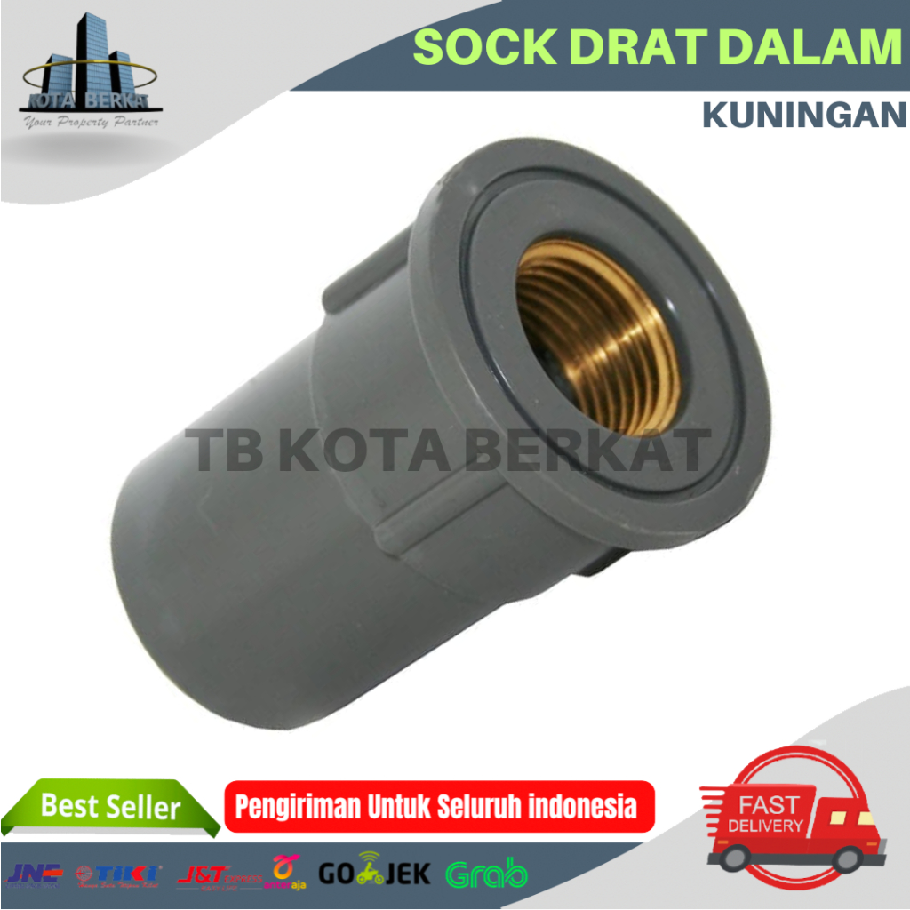 Jual SOCK DRAT DALAM/ SOCKET DRAT DALAM KUNINGAN PVC SAMBUNGAN PIPA ...