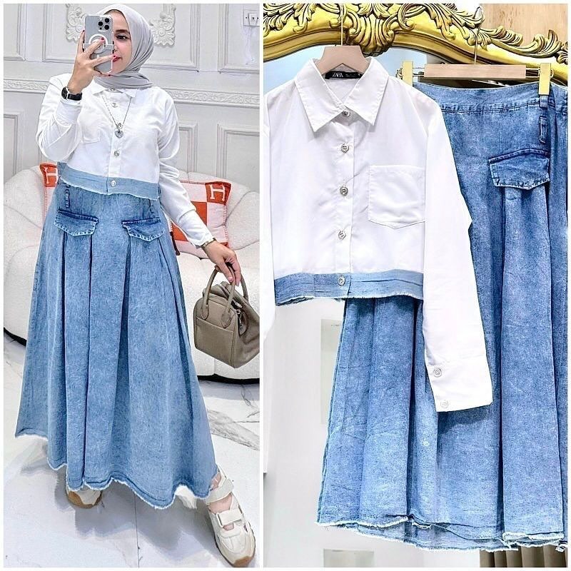 Jual Hanell set - Bahan : Jeans mix toyobo Set Rok Dan Atasan Wanita ... Jual Hanell set - Bahan : Jeans mix toyobo Set Rok Dan Atasan Wanita ...