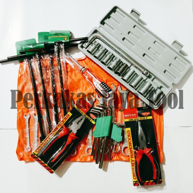 Jual Paket Kunci Ring Pas + Kunci Sok 10 + Tang Lancip + Tang Kombinasi ...