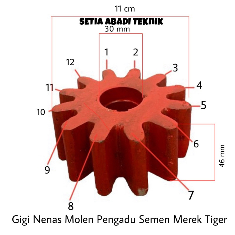 Jual Gigi Nenas Molen Pengadu Semen Merek Tiger (12 gigi) | Shopee ...